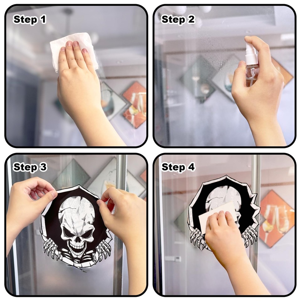 Halloween Window Stickers, 8 Sheets Halloween Skeleton Window Clings ...