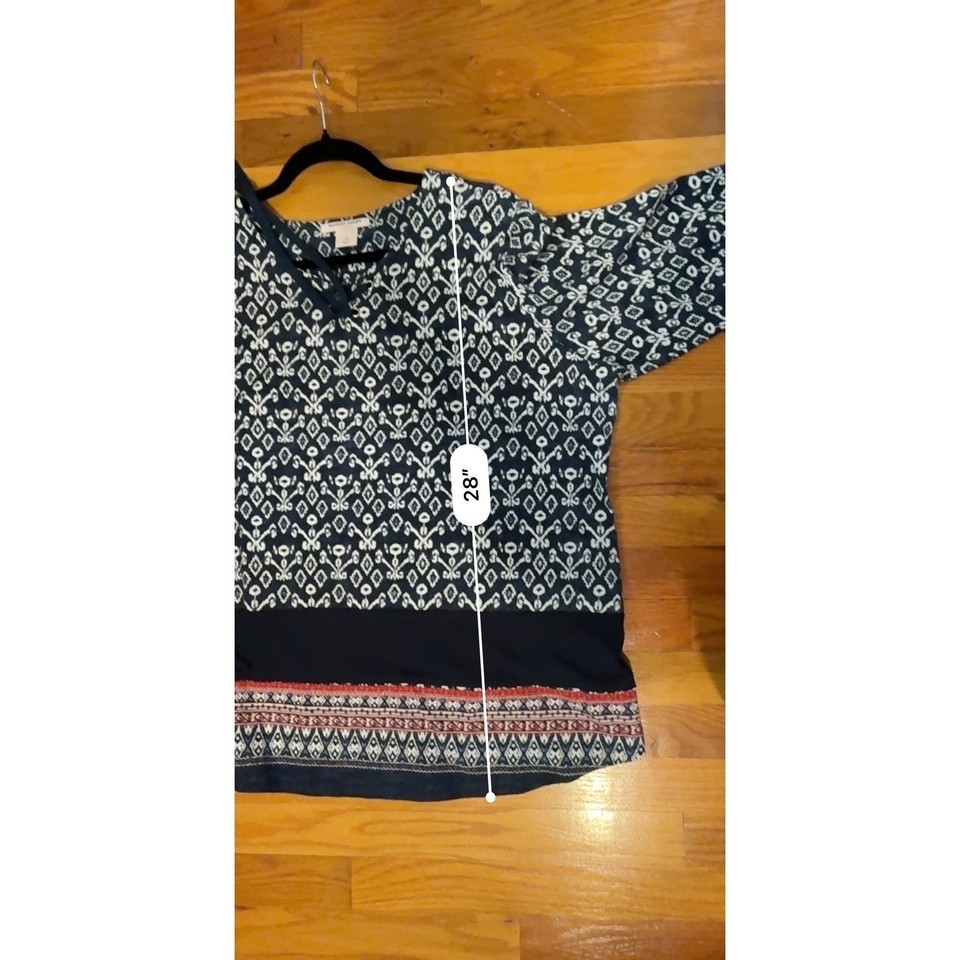 Allison Daley Woman Blouse Top 1X Blue Print 3/4 Sleeve Work Career ...