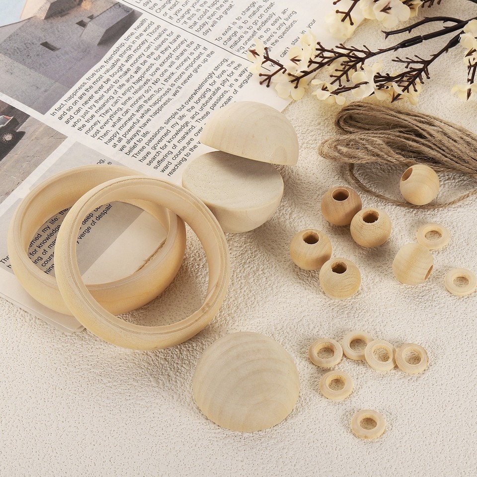 25Pcs Half Wood Balls, 50mm/1.2inch Natural Color Wooden Split Balls ...
