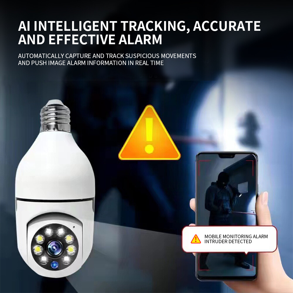 Wireless WiFi Light Bulb Camera Outdoor 360° Panoramic 1080P Security ...