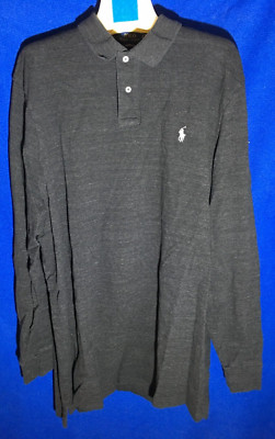 Polo Ralph Lauren Mesh Charcoal Long Sleeve Men's XXL Cotton Shirt (RN ...