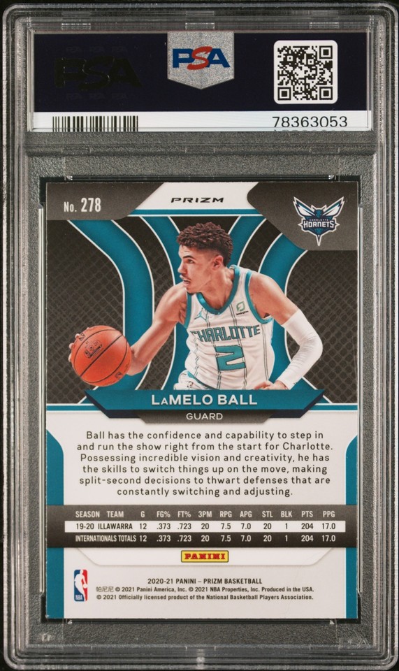 PSA 9 2020 Panini Prizm #278 Lamelo Ball Choice Prizm TIGER STRIPE NONE ...