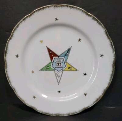 OES Masonic Freemason Plate Lefton Eastern Star Hand Painted Gold Trim ...