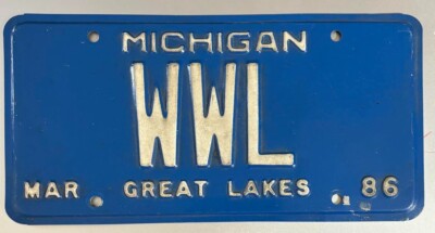 Michigan VANITY License Plate WWL | eBay