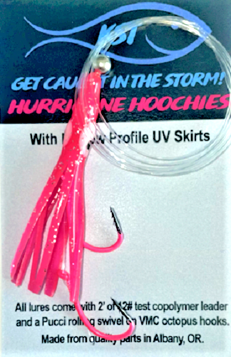 KOKANEE TROUT FISHING TACKLE 5 HOT PINK HURRICANE HOOCHIE FISHING LURES ...