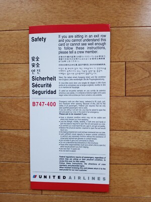 United Airlines B-747 400 Safety Card CA390 4/99 | eBay