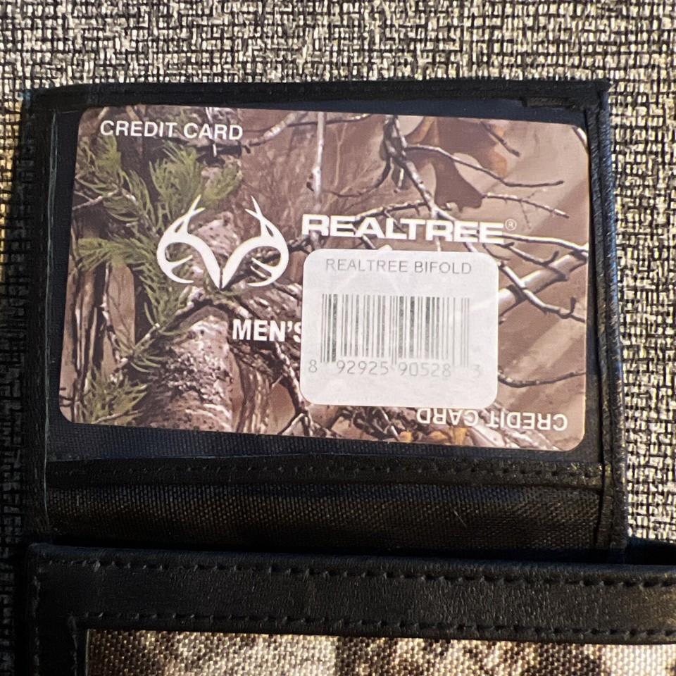 NEW Men's Realtree CAMO Canvas Genuine Leather Black Bifold Wallet | eBay