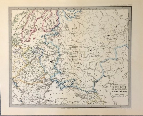 HISTORICAL MAP & TEXT 1872 NORTH & EAST EUROPE FINAL PARTITION OF ...