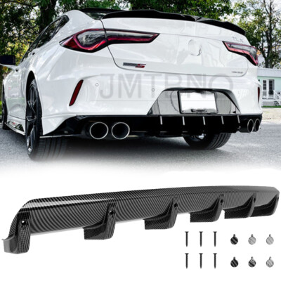For Acura TLX ILX TL Carbon Fiber Rear Bumper Diffuser Fins Splitter ...