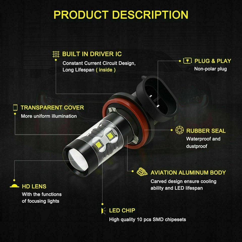2005-2013 Corvette C6 LED HID Headlight Hi-Lo Beam + Fog Light Bulbs ...