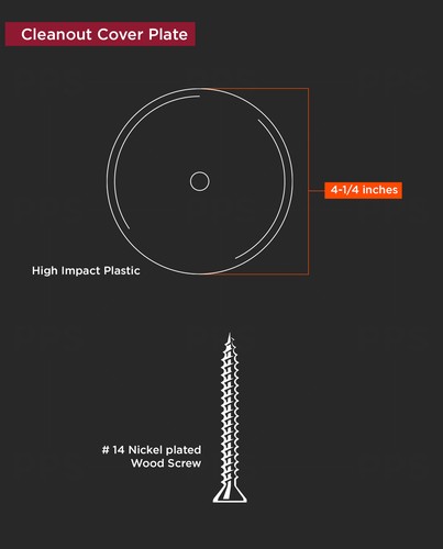 4-1/4"in-9-1/4"in Supply Giant Plastic Wall Cleanout Cover Plate White ...