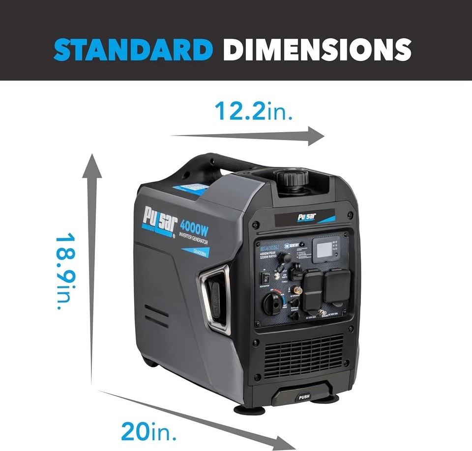 Pulsar Dual Fuel Gas Propane 4000 Watt Inverter Generator with CO Alert ...