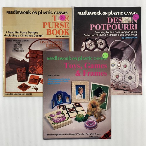 Plastic Canvas Needlework Pattern Books Plaid Enterprises Lot Of Three ...