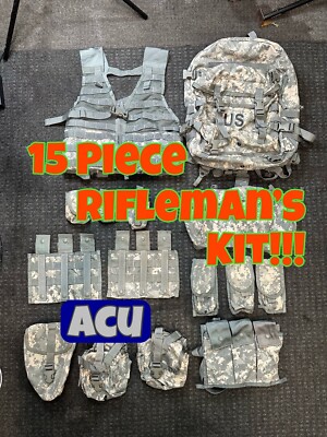 COMPLETE US Army Rifleman’s Set! 15 Pcs! Assault Pack, Waist Pack, Vest ...