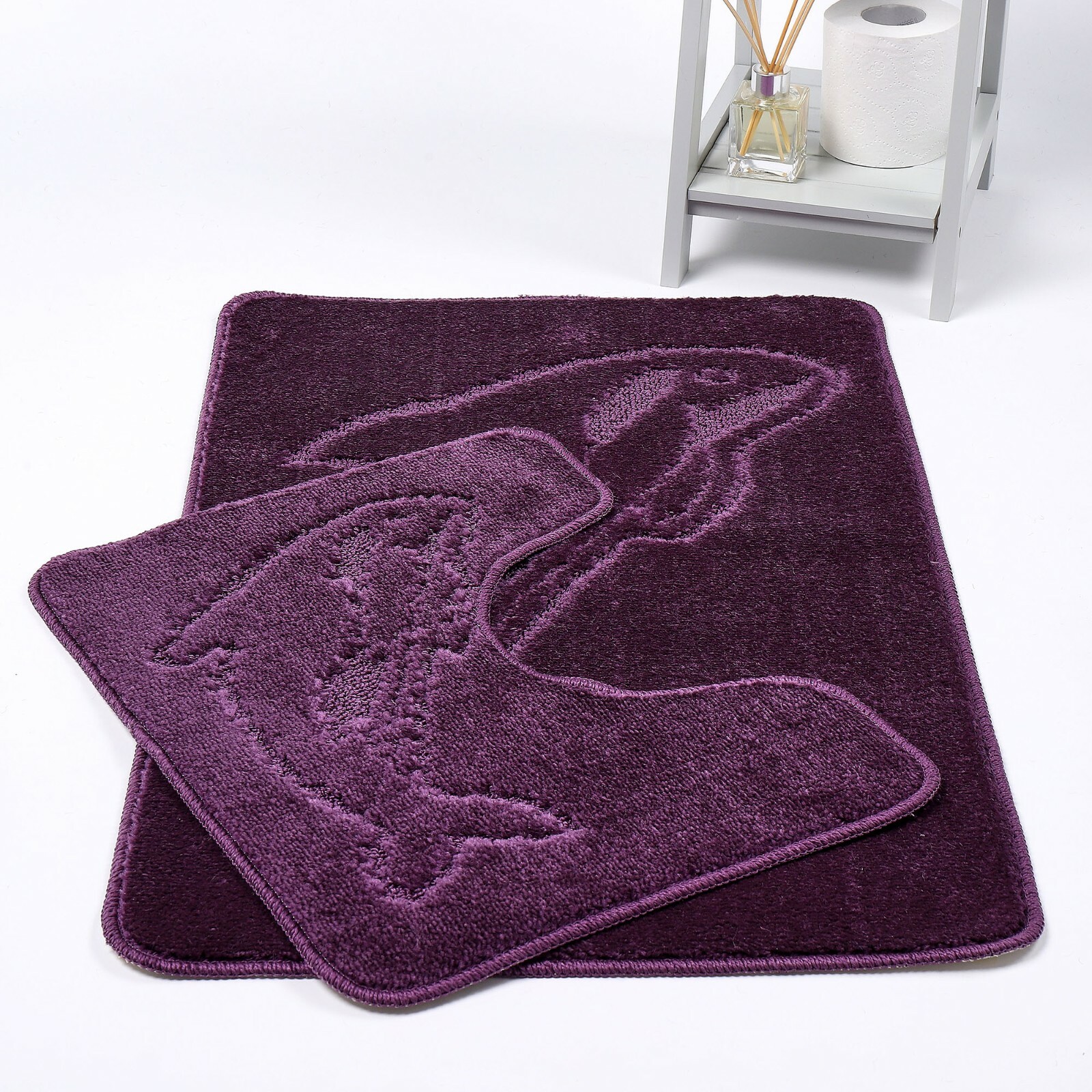 Dolphin Bath Mat Set 2 Piece Pedestal Non-Slip Water Absorbent Bathroom ...