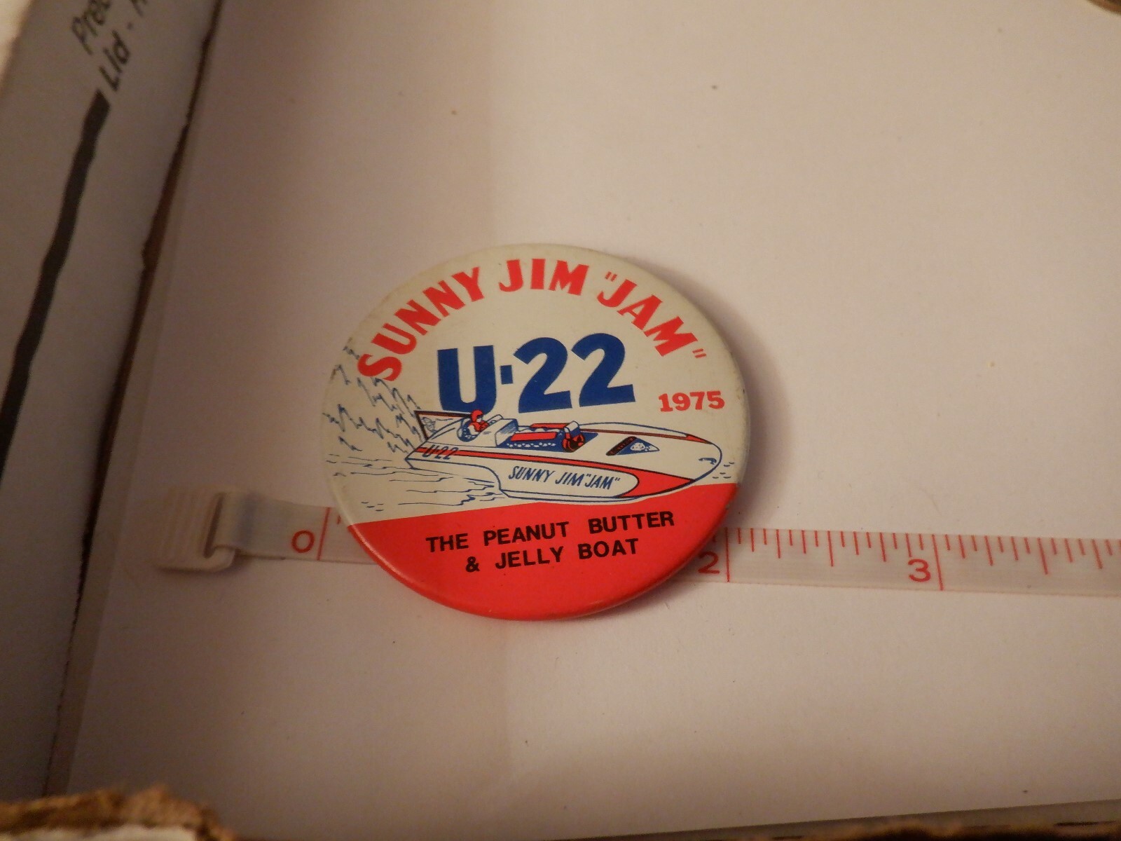 1975 SUNNY JIM "JAM" U-22 HYDRO RACING BUTTON APBA HYDROPLANE BOAT PIN ...