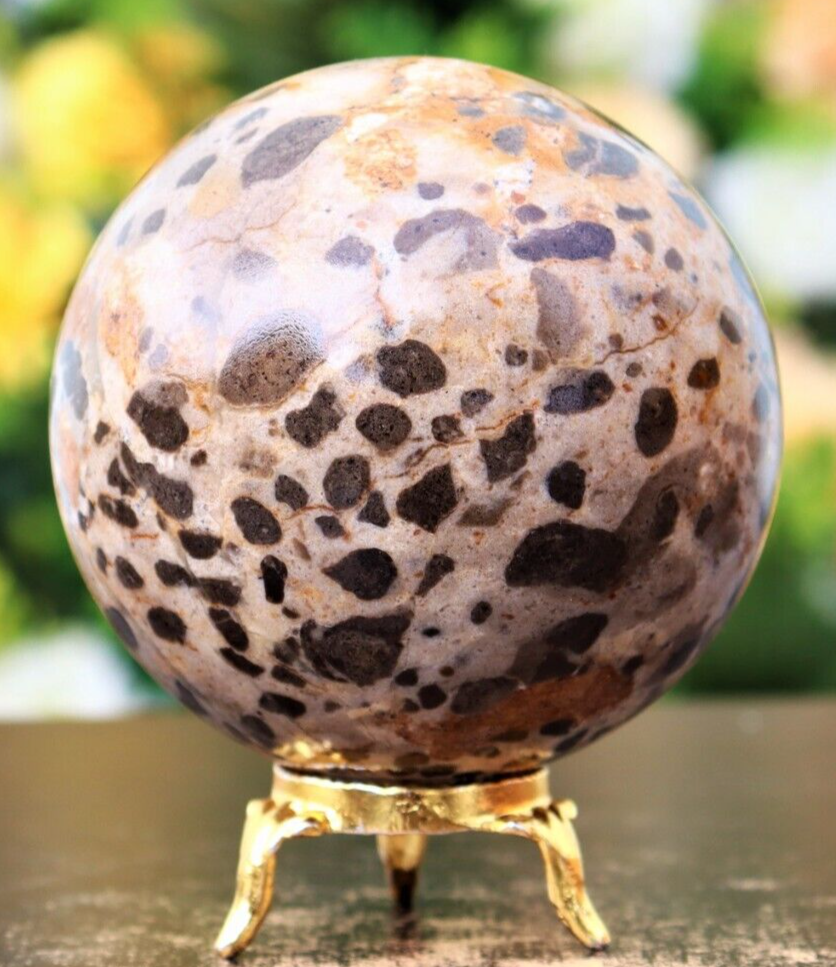 80MM Leopard skin Jasper Sphere Rhyolite Jasper Natural Healing Crystal ...