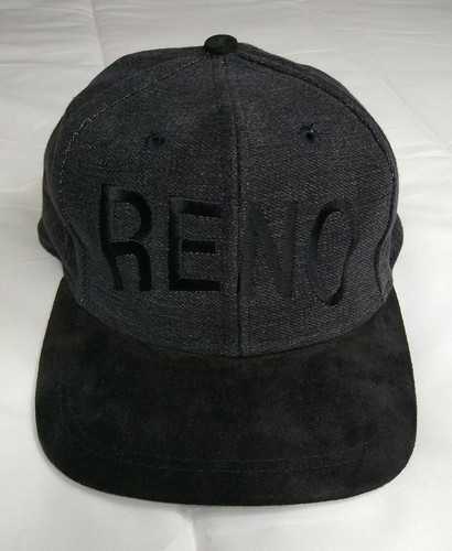 Reno Nevada Black Denim Snapback Baseball Hat Cap EUC Suede Feel Bill ...