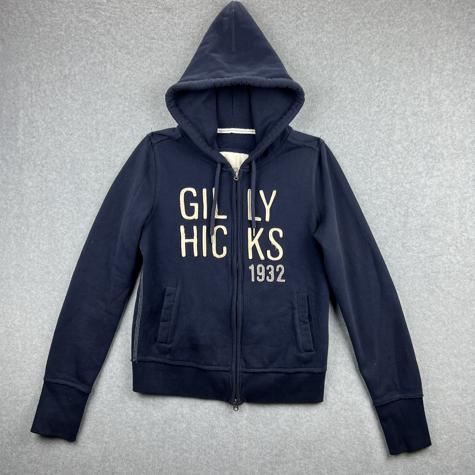 Gilly Hicks Sydney Navy Blue Logo Full Zip Up Hooded Jacket Size Medium ...