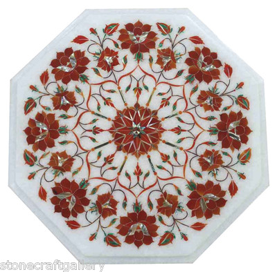12" Mármol Lado Table Top Cornalina Pietra Dura Handmade Incrustación ...