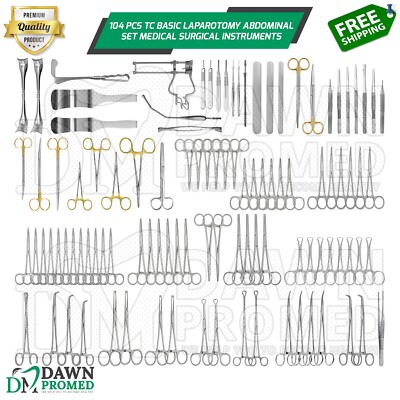 104 Pcs T/C Basic Laparotomy Abdominal Set Medical Surgical Instrument ...
