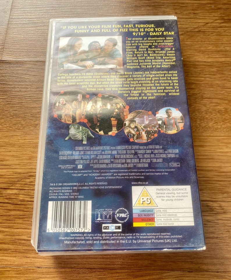 Evolution VHS Video Cassette Tape 2001 Movie Ivan Reitman Film Julianne ...