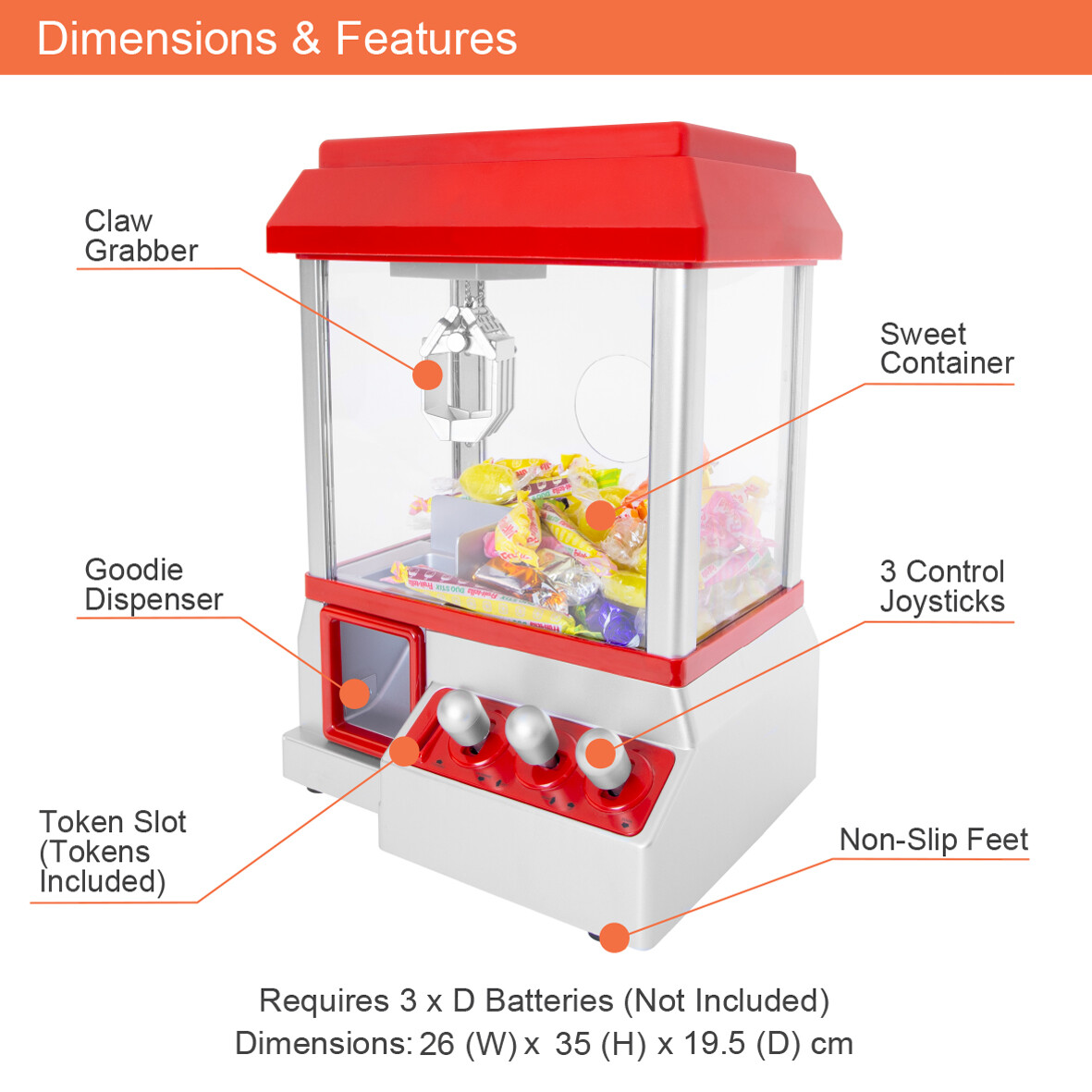 Global Gizmos 55739 Mini Candy Grabber Claw Machine for sale online ...