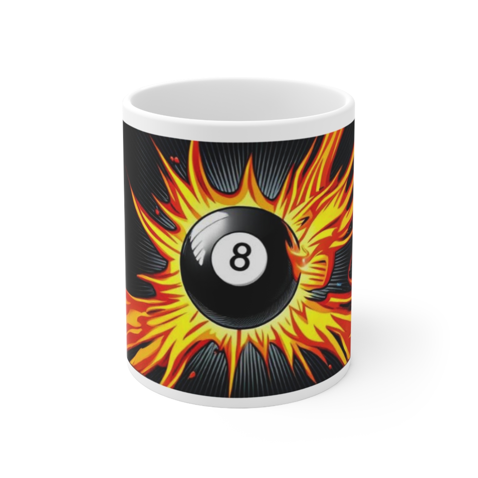 Ceramic Comic Style 8 Ball on Fire 11oz Mug Pool Player Gifts Billiards ...
