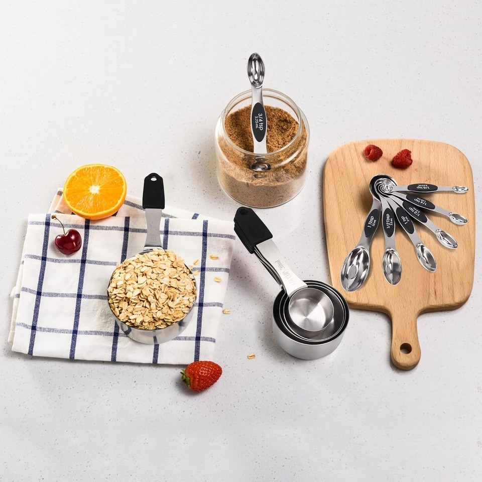 Stainless Steel Magnetic Measuring Cups Spoons Set Kitchen Baking ...