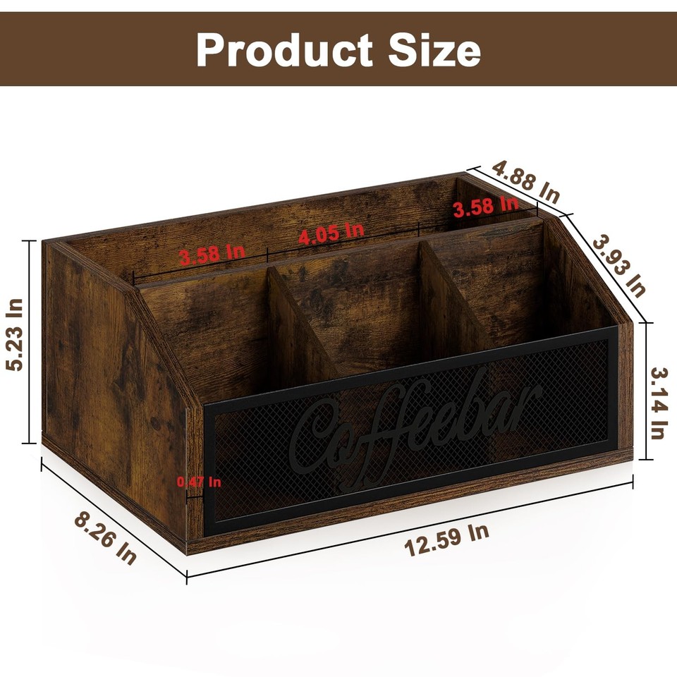 Coffee Station Organizer for Countertop Wood Bar with Removable ...