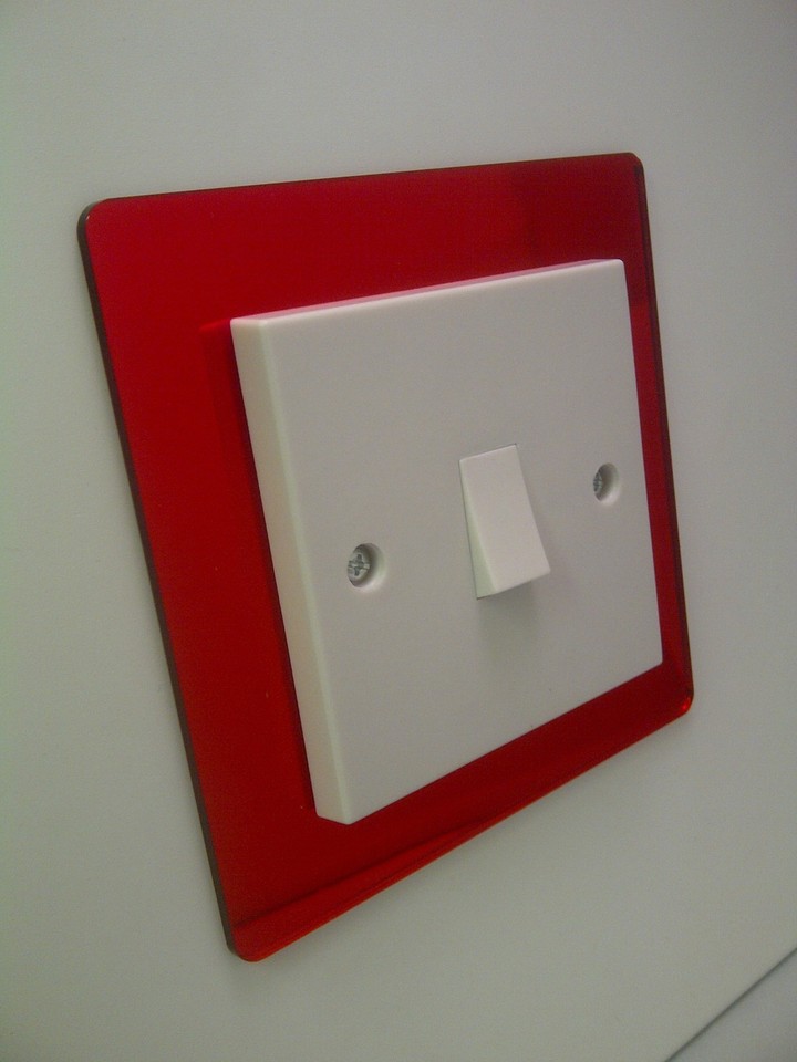 Single Light Switch Surround Perspex® Acrylic Plastic Mirror Finger ...