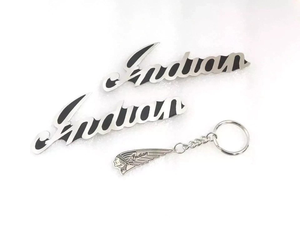 BADGES EMBLEMS FOR INDIAN MOTORCYCLE PETROL/FUEL TANK BLACK (PAIR ...