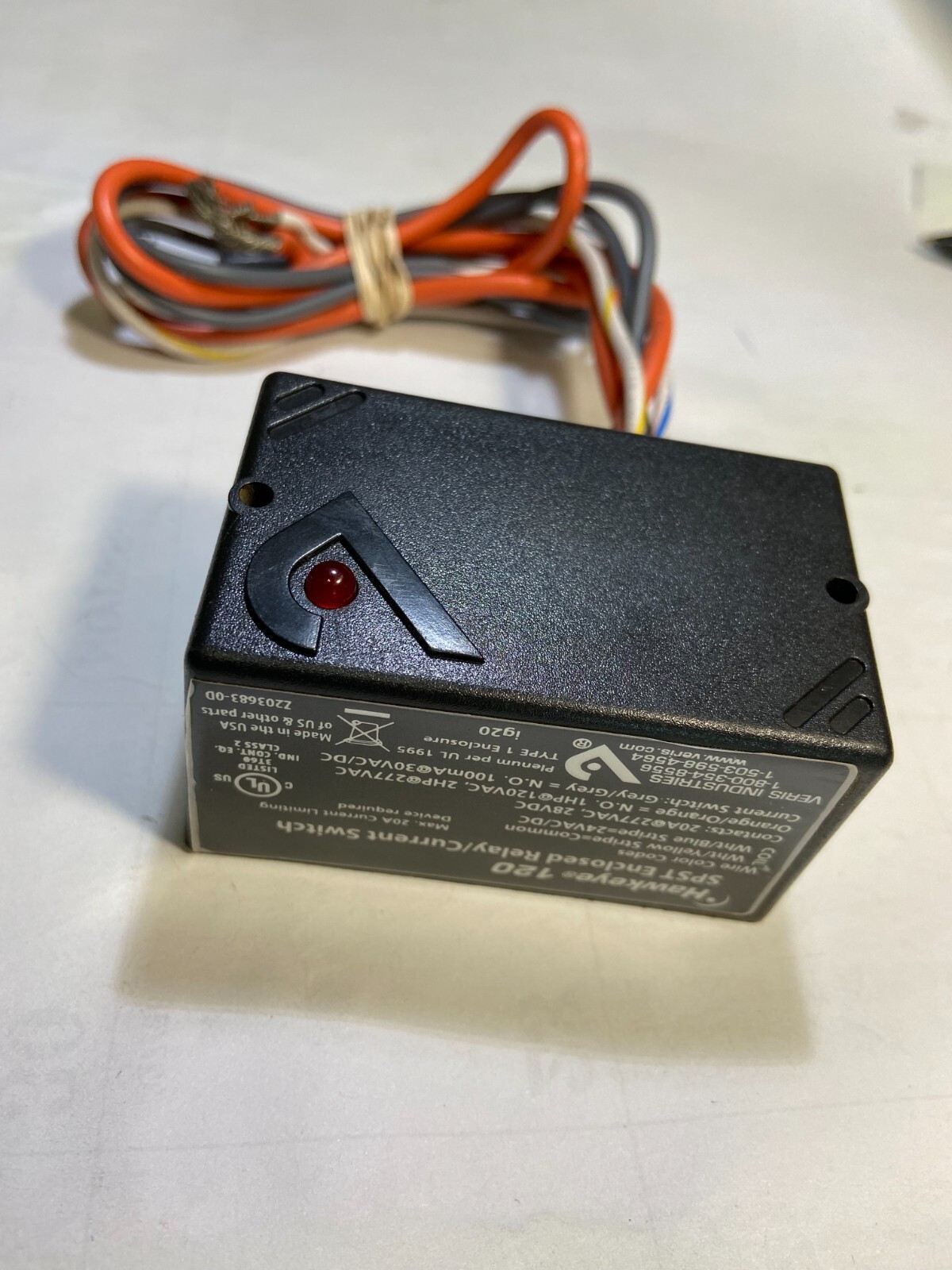 Enclosed Relay/Current Switch SPST 20A (24VAC OR DC Coil) Veris Hawkeye ...