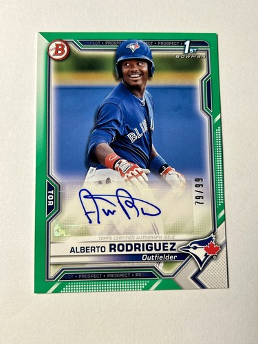 Alberto Rodriguez 2021 Bowman 1st AUTO GREEN 79/99 Seattle Mariners ...