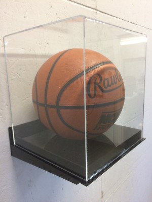 Basketball display case acrylic WALL MOUNT black base NCAA 85% UV ...