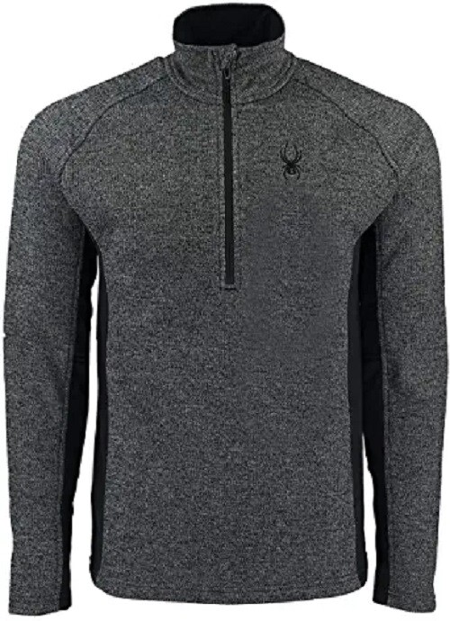 Spyder Mens Outbound 1/2 Zip Mid Weight Stryke Jacket(BLK/GRAY, XL ...