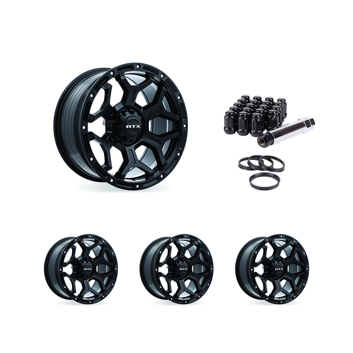 Set of 4 RTX 083109 Off Road Black Alloy Wheel Rims Kit for 18-24 Jeep ...