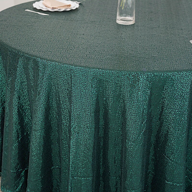 Hunter Green Sequined 120" ROUND TABLECLOTH Designer Wedding Catering ...