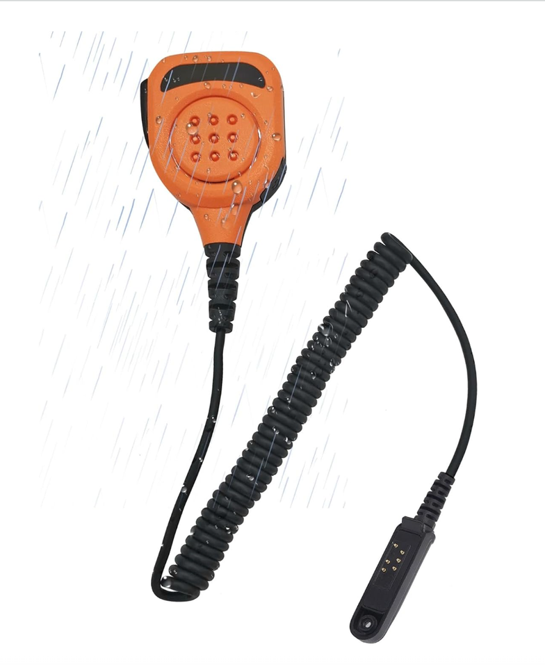 Waterproof Shoulder Mic Speaker for Baofeng Two-Way Radios ORANGE NEW ...