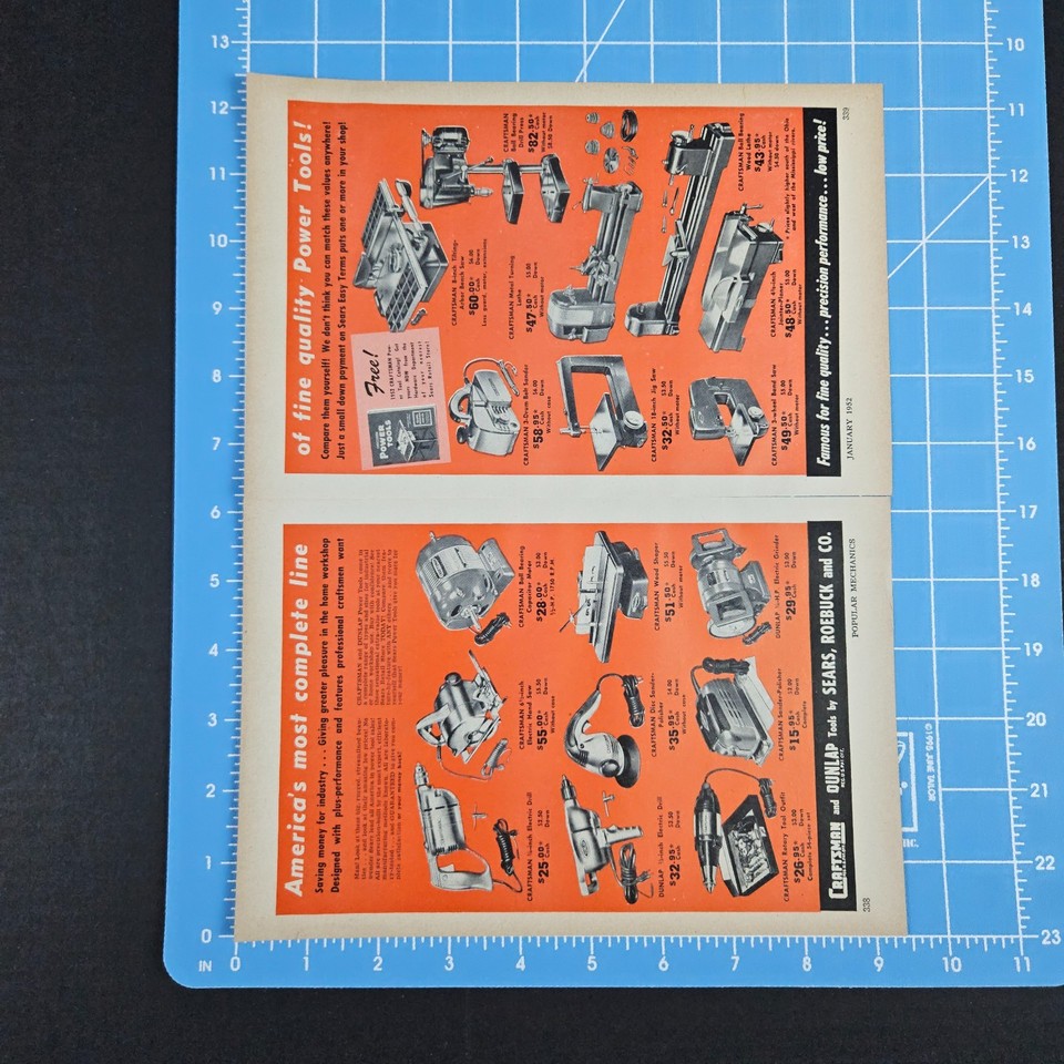 1952 Craftsman Dunlap Tools Sears Roebuck Vintage Print Ad Machine Shop ...