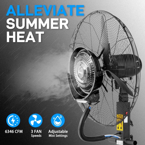 26" Large Misting Fan With 60 Degree Oscillation 11 Gallon Water Tank ...
