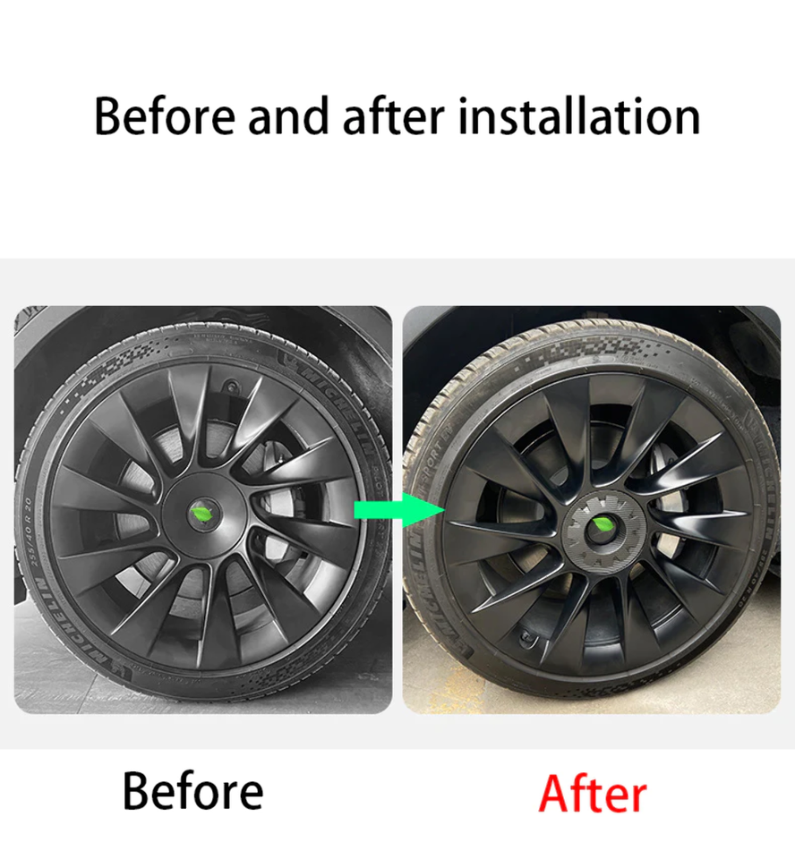 Tesla Model Y Wheel Center Caps 20 & 21 Inch, Matte Carbon Fiber, 2020 ...