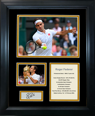 Framed Roger Federer Facsimile Laser Engraved Signature Tennis 12"x15 ...