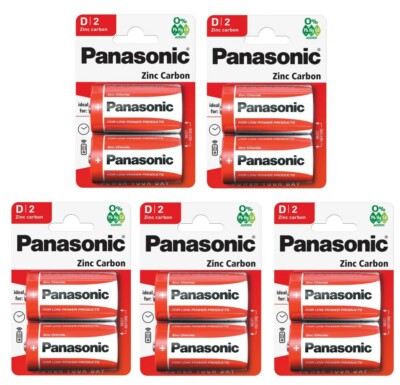 10 X Panasonic D R20 Battery Heavy Duty Universal Cell Batteries 1.5 ...