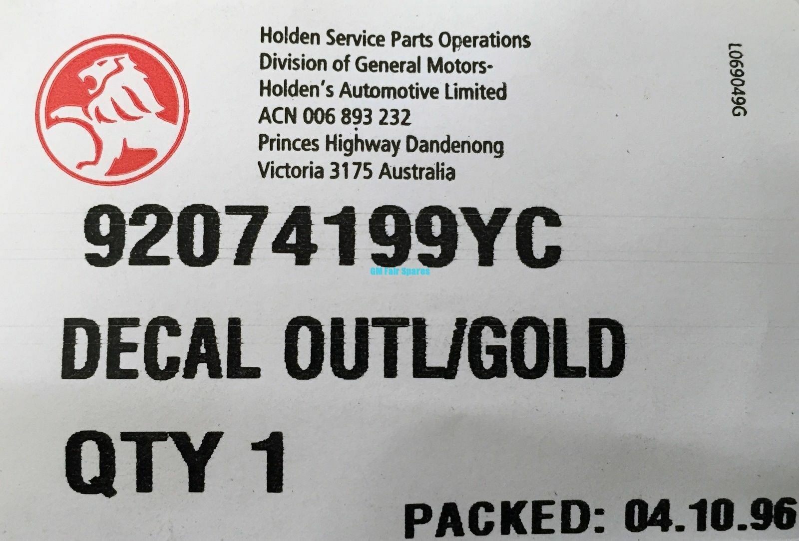 NOS GM Holden Jackaroo 4 Wheel Drive Gold Decal / Sticker 30cm X 4cm ...