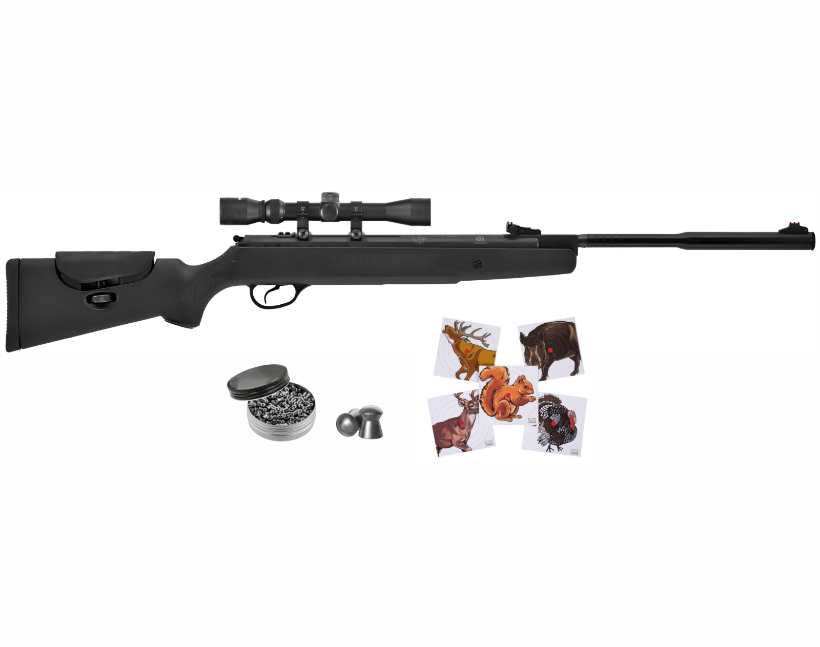 Hatsan Mod 87 Vortex QE .22 Cal Air Rifle with Targets and Pellets ...