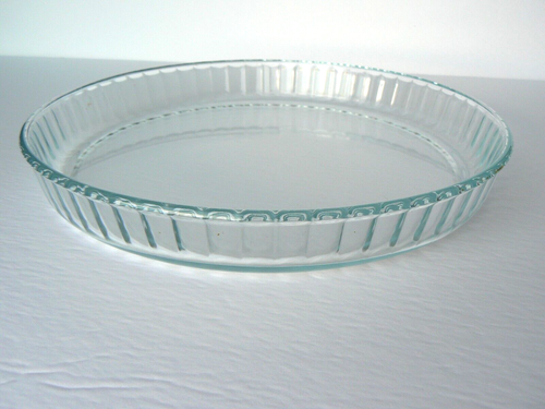 Pyrex Quiche Tart Pie Pan France Aqua Clear Glass Scalloped Dish Plate ...