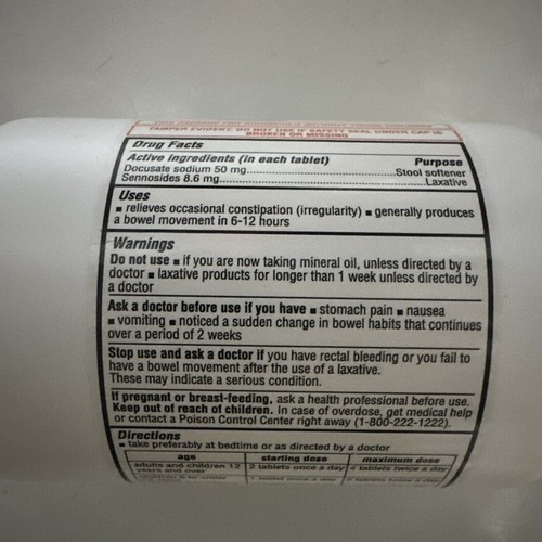 Rugby Senexon-S Senna & Dousate Sodium 1000ct (Generic Senokot S) -Exp ...