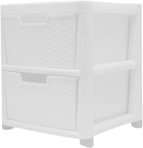 Large White Plastic Rattan Drawer Storage Unit Durable Multi Tier Home ...