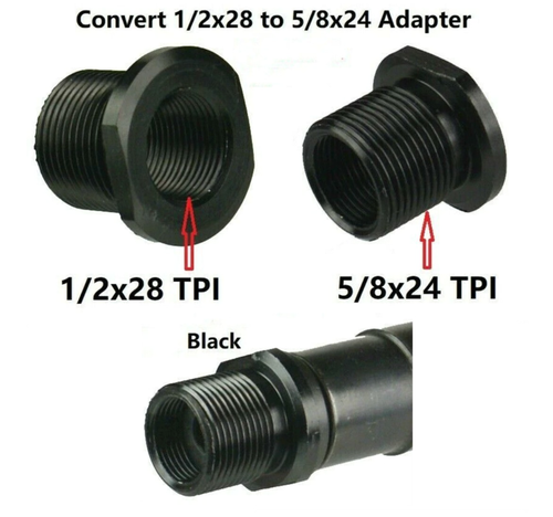 MetalHyperion 1/2x28 to 5/8x24 Barrel/Muzzle Thread Adapter/Converter ...